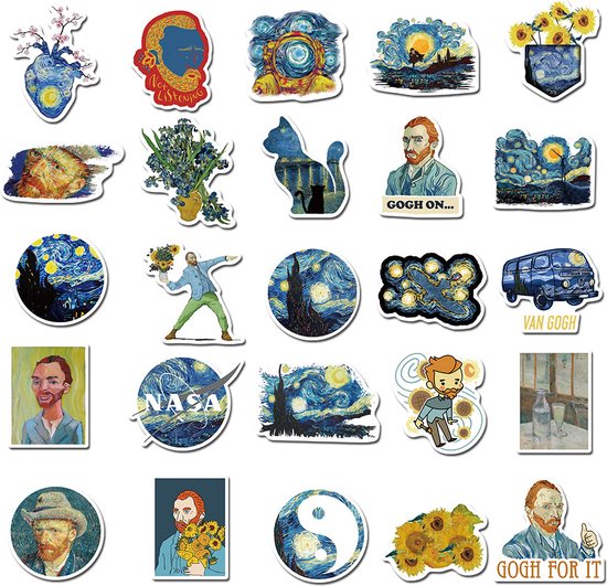 Van Gogh Stickers - Kunst - set 50 stuks - Laptop Stickers ...