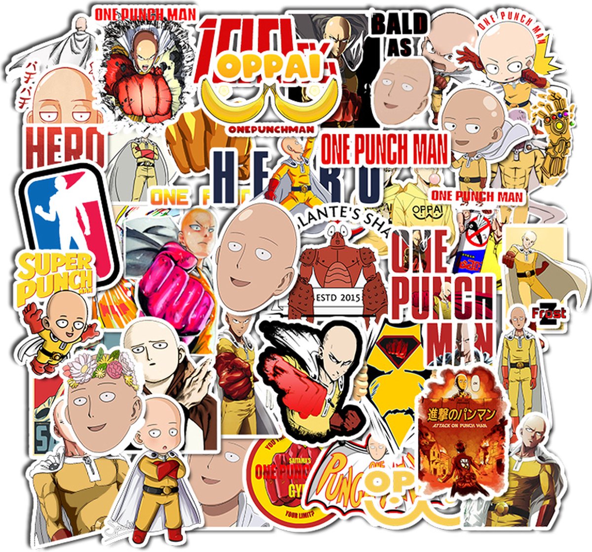 One Punch Man Stickers - set 50 stuks - Laptop Stickers - Stickervellen ...