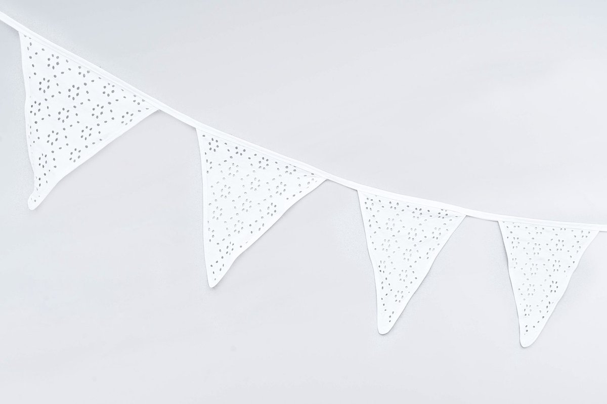 FraaiGaaf - Vlaggenslinger - 5 meter - Broderie Lace - Wit - bruiloft ...