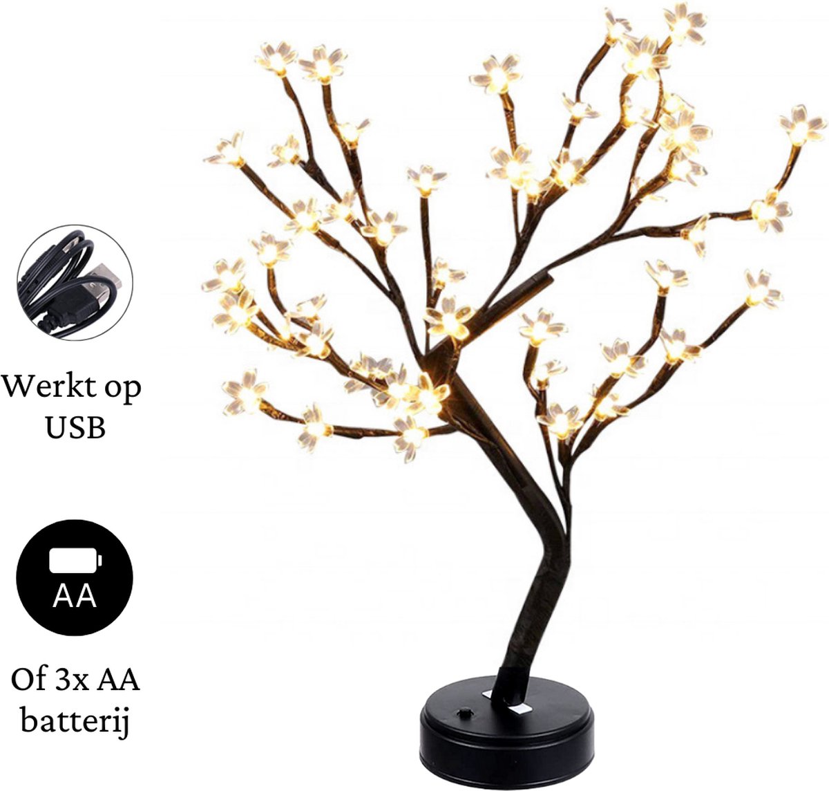 Bonsai - Kerstbloesem - LED kerstboom - warm wit - 48 led - licht boom ...