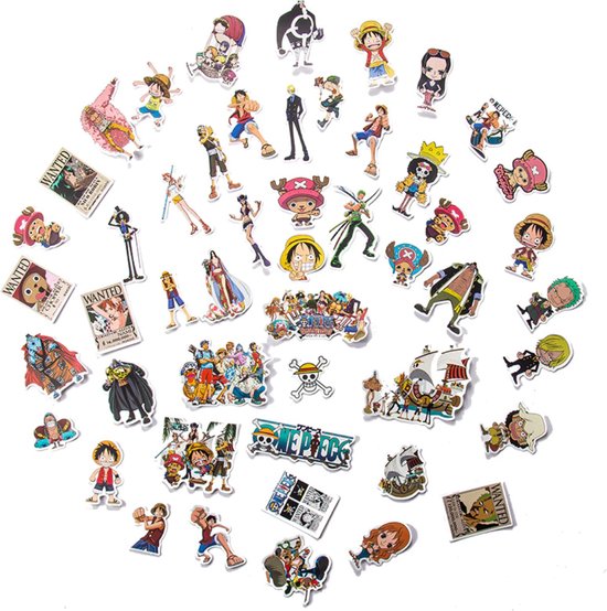 50 One Piece stickers - Stickermix voor laptop, auto, muur, fiets ...