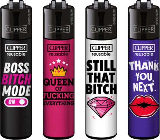 Clipper Classic Large Aanstekers "B*tch Slogan #36" (4 Stuks) | bol.com