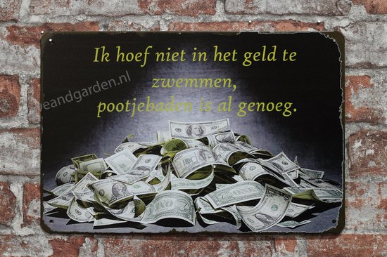 Zwemmen in geld - Metalen borden - Metal sign - Wand decoratie ...