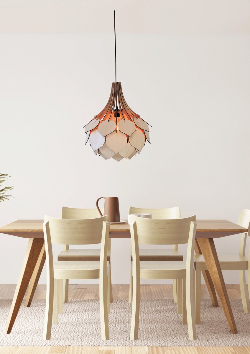 Olivios Design hanglamp scandinavische (kroonluchter) naturel hout ...