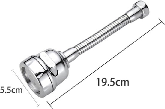 Flexibel Kraan Opzetstuk – Lang (5,5 x 19,5 cm) – 360 Graden Draaibaar ...