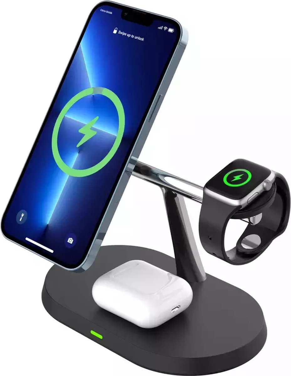 J.A.G. Chargers 4-in-1 draadloze Apple oplader - Snellader iphone 12/13 ...