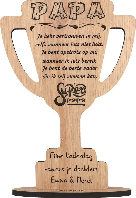 Beker papa - houten wenskaart - Beste vader van de wereld - Vaderdag - kerstmis -... | bol.com