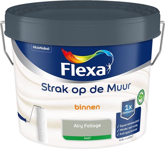 Flexa Strak op de Muur - Binnen muurverf - Mat - Airy Foliage - 2,5 liter | bol