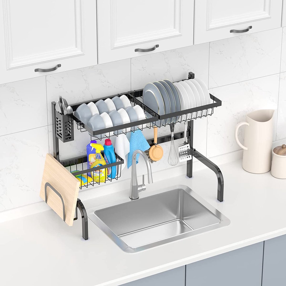 Afdruiprek voor de gootsteen, 2 verdiepingen afdruiprek, breedte ...