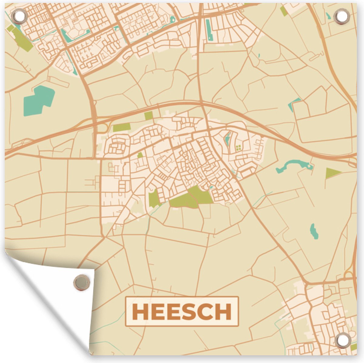 Tuinposters Stadskaart - Plattegrond - Heesch - Kaart - Vintage - 50x50 ...
