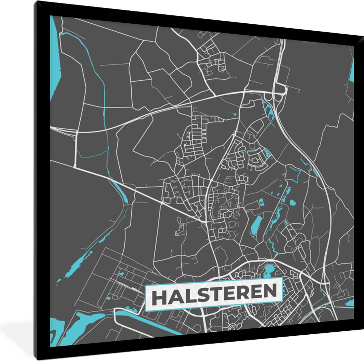 Fotolijst incl. Poster - Stadskaart - Halsteren - Kaart - Plattegrond ...
