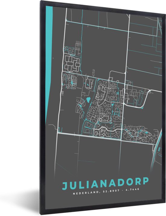 Fotolijst incl. Poster - Julianadorp - Kaart - Plattegrond - Stadskaart ...