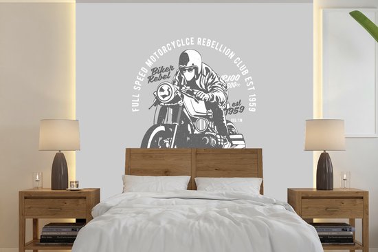 Behang - Fotobehang Mancave - Motor - Motorhelm - Vintage - Breedte 260 ...