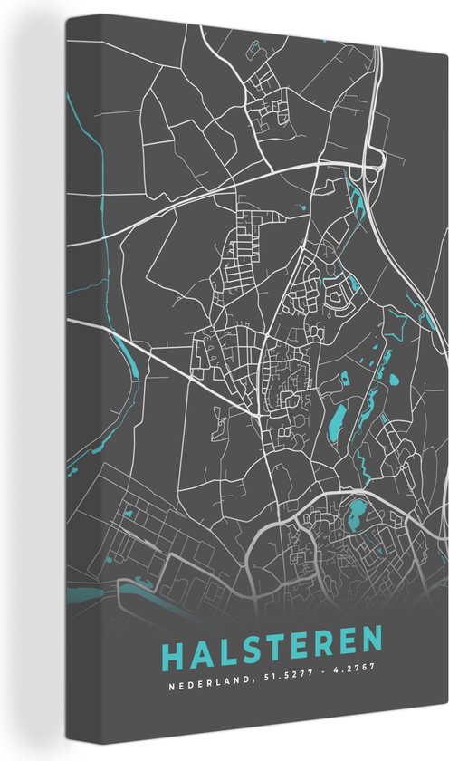 Canvas Schilderij Halsteren - Plattegrond - Kaart - Stadskaart - 90x140 ...