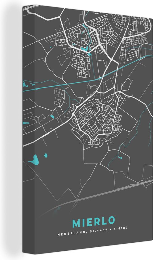Canvas Schilderij Mierlo - Plattegrond - Kaart - Stadskaart - 80x120 cm ...