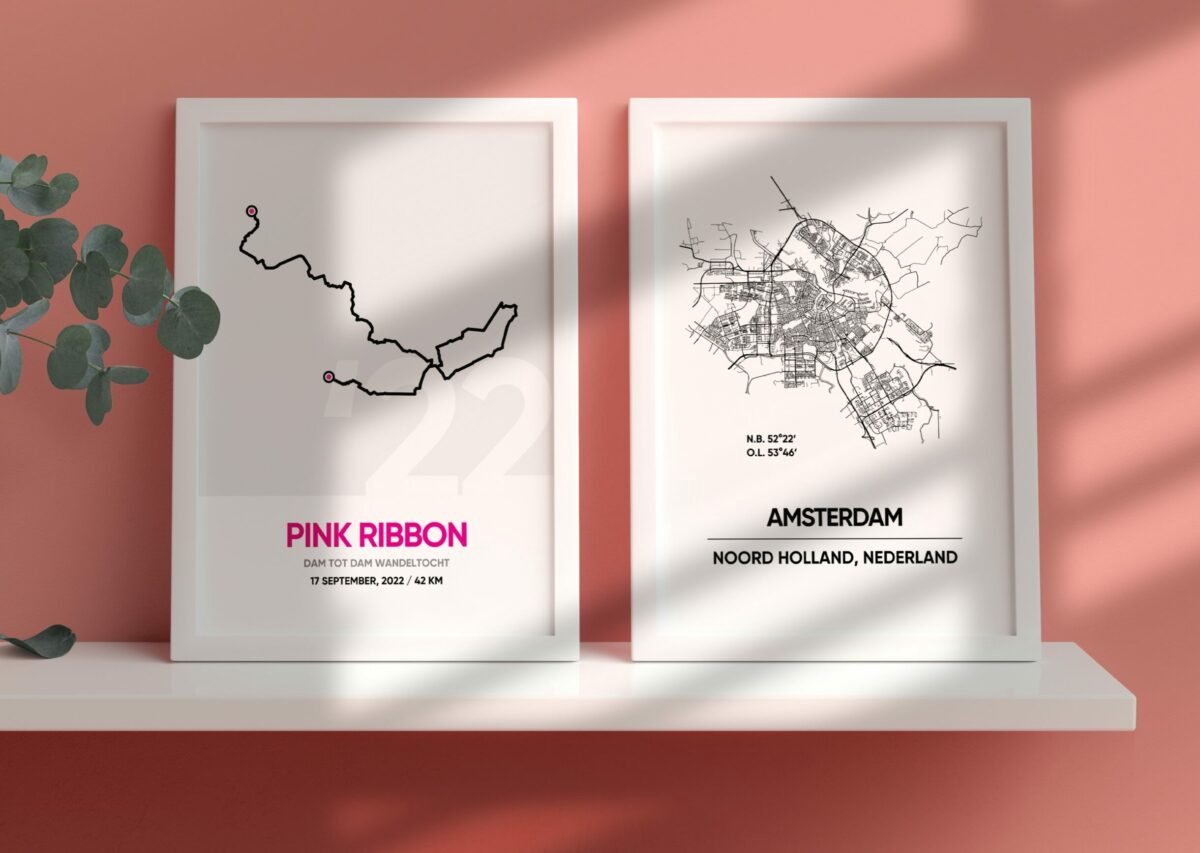 Pink Ribbon 42km Dam tot Dam wandeltocht 2022 poster A4 in koker | bol.com