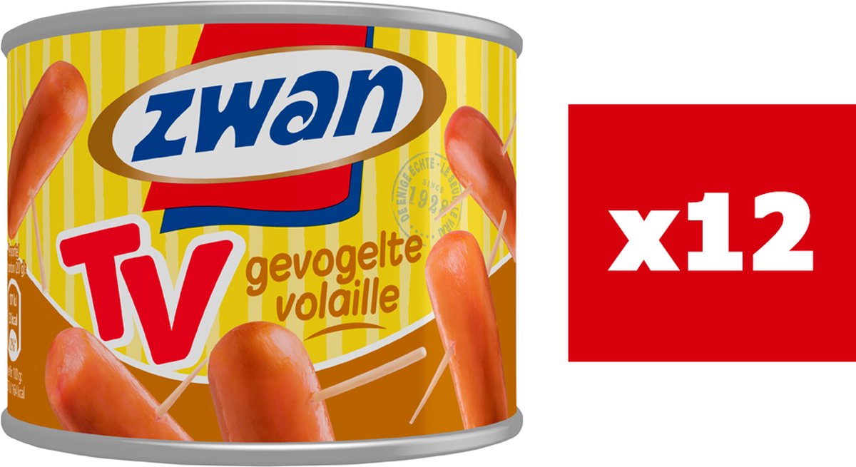 Zwan TV - Worstjes Gevolgelte 12 stuks - Voordeelverpakking 12 x 205g ...