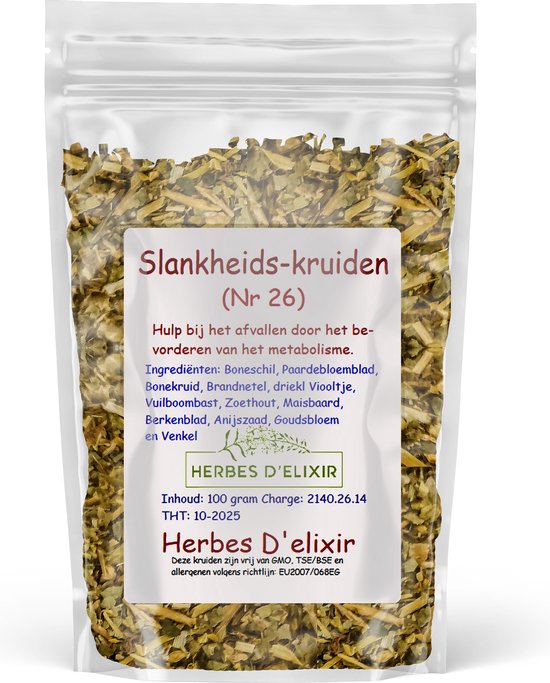 Herbes D'elixir Slankheid Kruiden – Kruidenthee – Losse Thee – 100 Gram ...