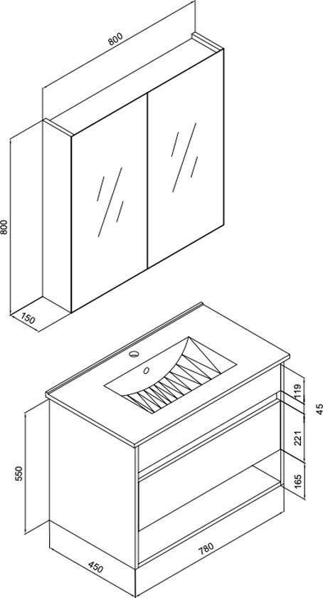 Linea Uno - Badkamermeubel Ranua 80 - Houtlook - 301506 | bol.com