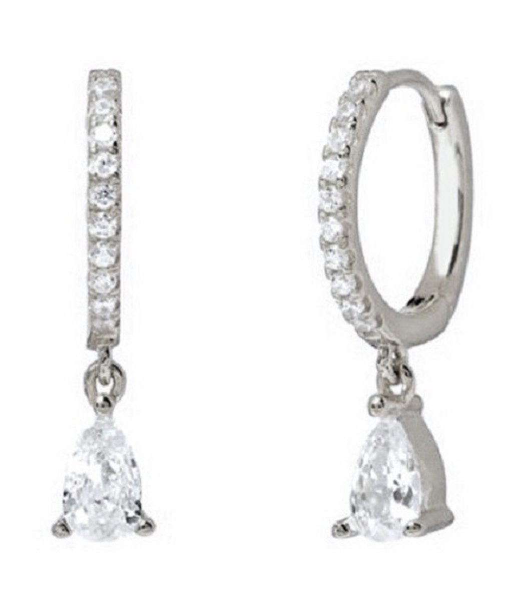 Oorringen met Zirkonia - Koper - 2,3 cm - Zilverkleurig en Wit | bol.com