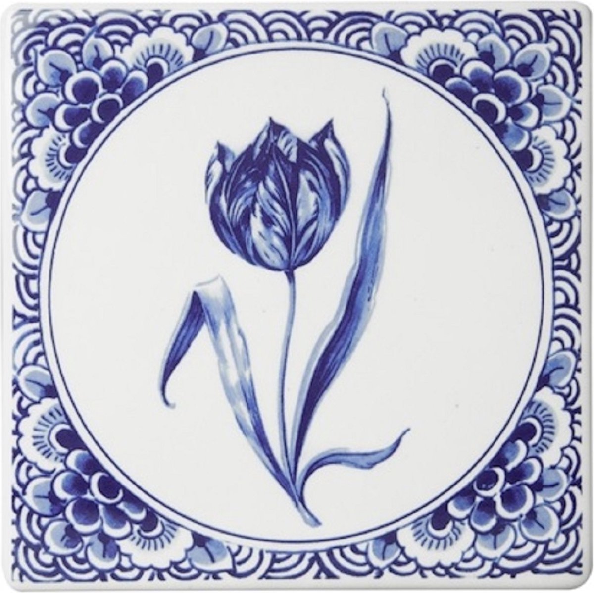 Tegel Tulp | Delfts Blauw | Heinen Delfts Blauw | Souvenir | 13 x 13 cm ...