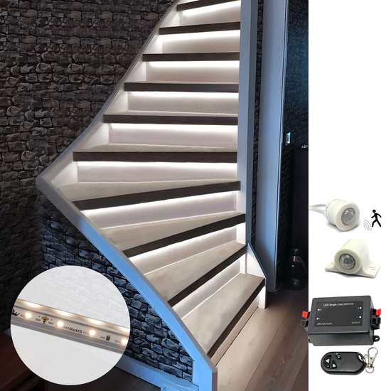 Trapverlichting led bewegingssensor set - Led strips 130 cm met helder ...