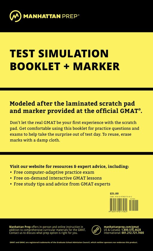 Manhattan GMAT Test Simulation Booklet, Manhattan Gmat | 9780979017582 ...