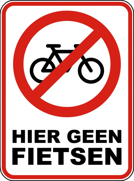 Sticker hier geen fietsen - Verboden voor fietsen - verbodssticker ...