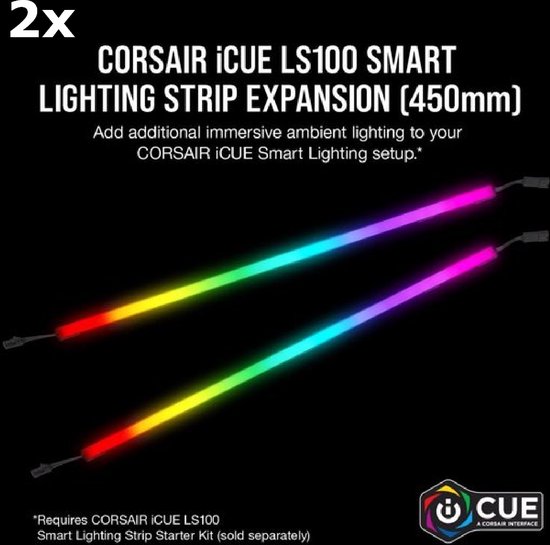 2x Corsair iCUE LS100 Smart Lighting Strip Expansion Kit 450mm | bol.com