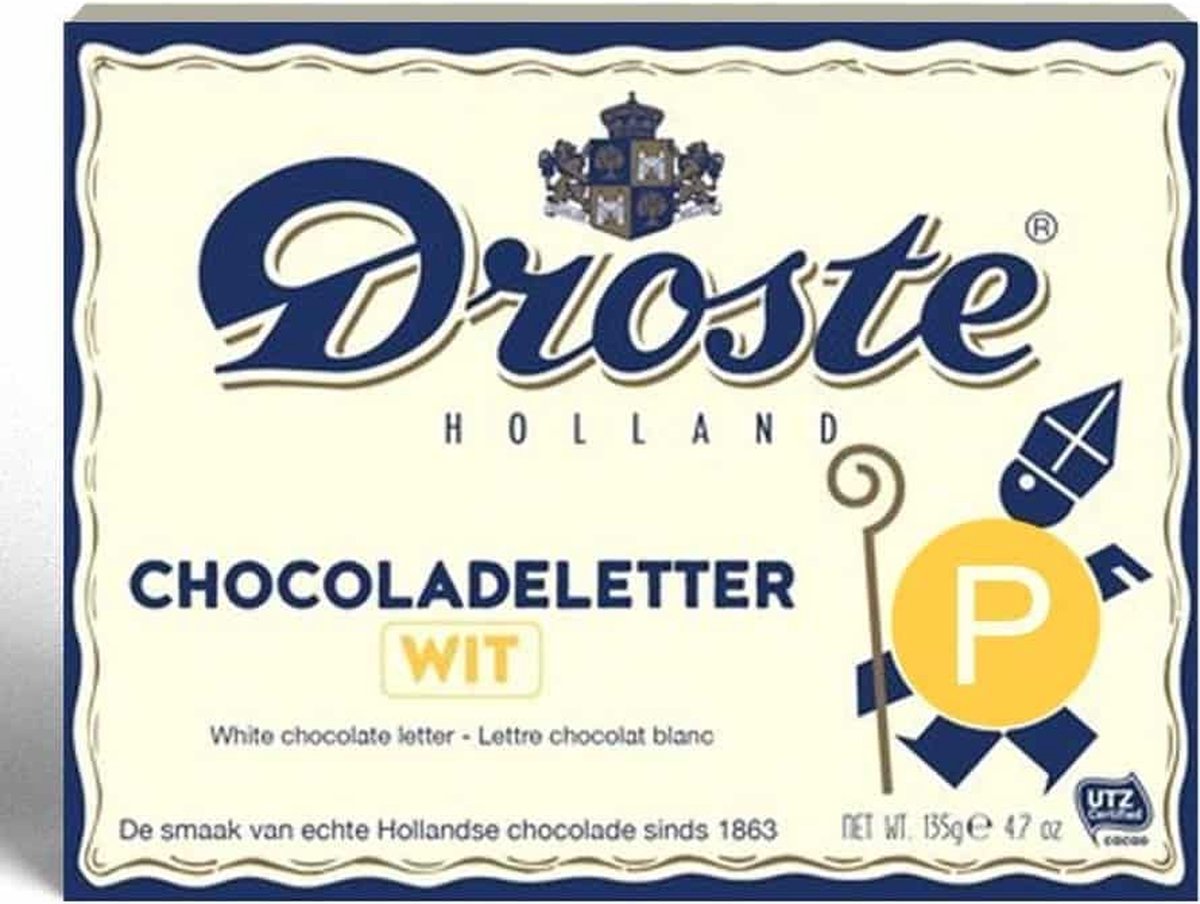 Droste Chocolade Letter Wit 135 gram - Letter P | bol.com