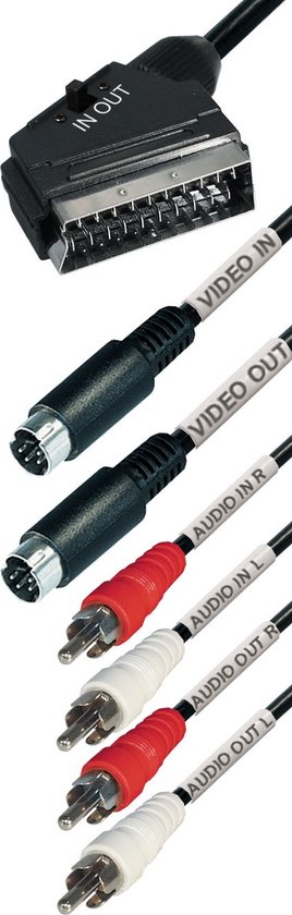 Scart (m) - S-VHS en Tulp 2x RCA IN / OUT kabel / zwart - 1,5 meter ...