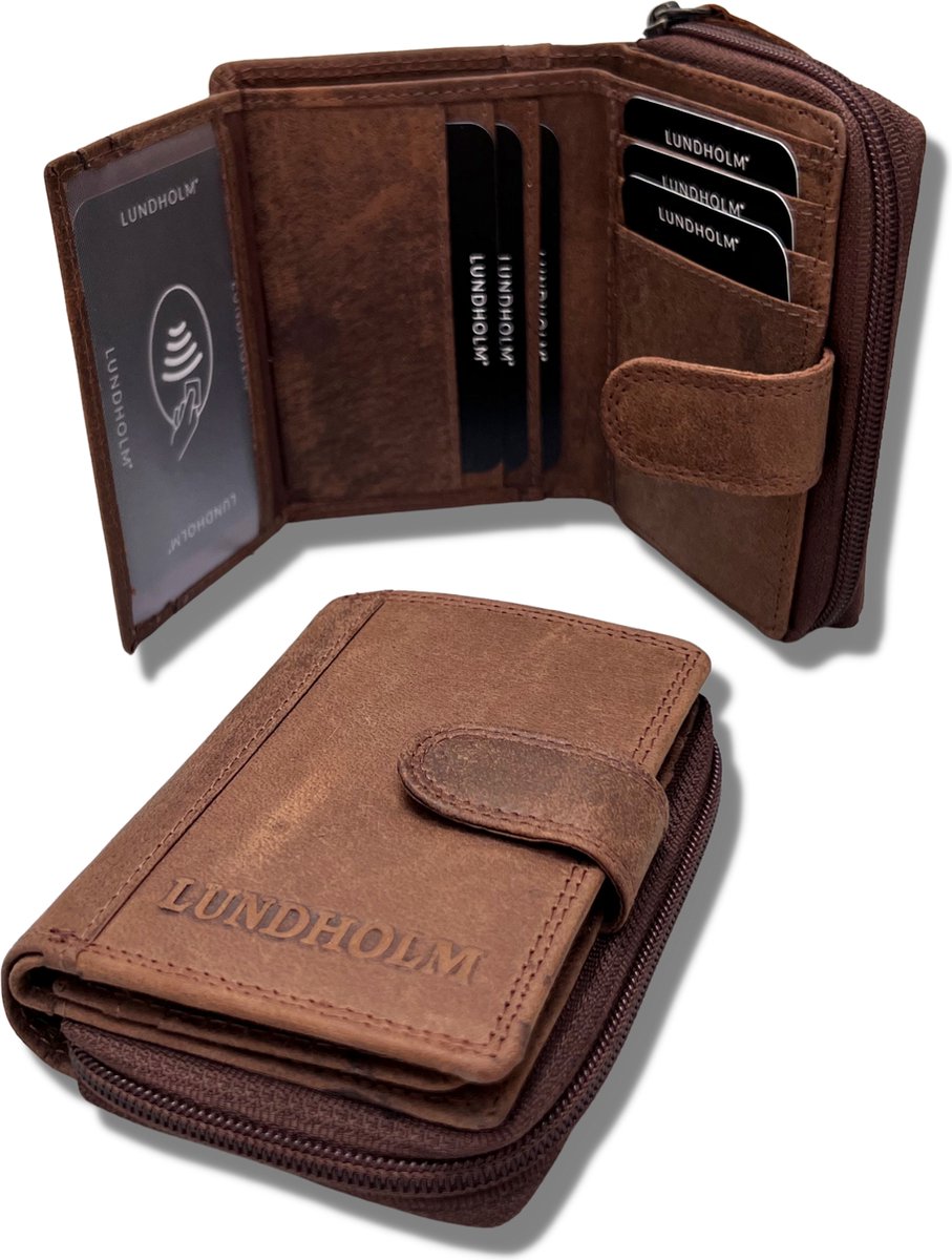 Lundholm portemonnee dames klein met rits RFID anti skim - portefeuille ...