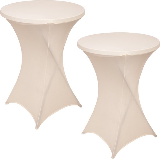 Statafelrok Beige x 2 – ∅80-85 x 110 cm – Stretch 2 stuks – Tafelrok voor Statafel –... | bol.com