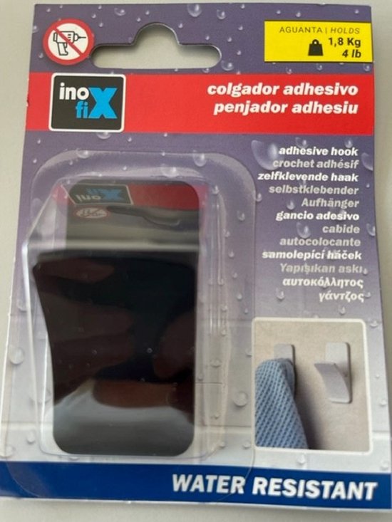 Inofix Matt Zwart ophanghaak zelfklevend rechthoekig | bol