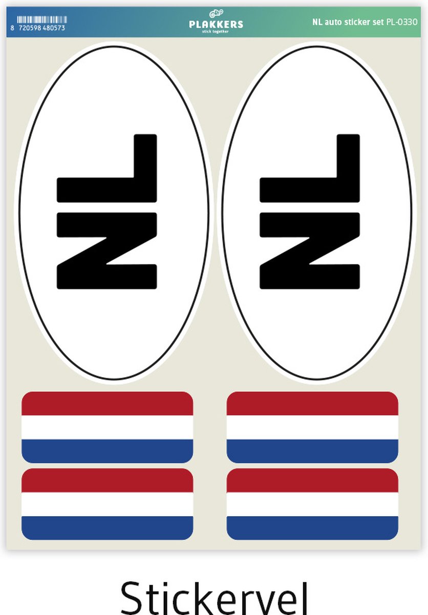 Auto sticker NL Gelamineerd UV- en Waterproof - NL Sticker set met ...