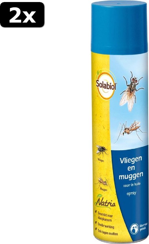 2x Solabiol Vliegen- en Muggenspray - 400 ml - Insectenspray - Spray ...