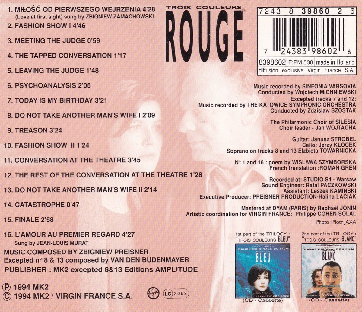 Rouge -Trois Couleurs-, Zbigniew Preisner | CD (album) | Muziek | bol