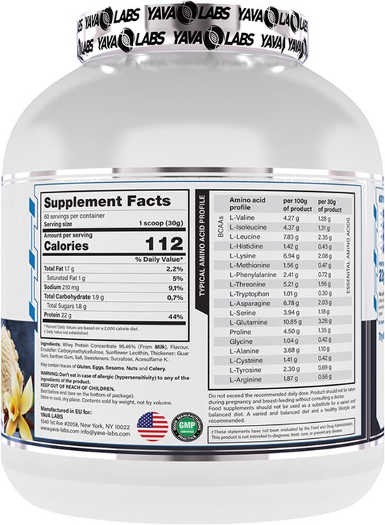 Yava Labs Elite Whey Protein - White Chocolate Raspberry - 22 gram ...