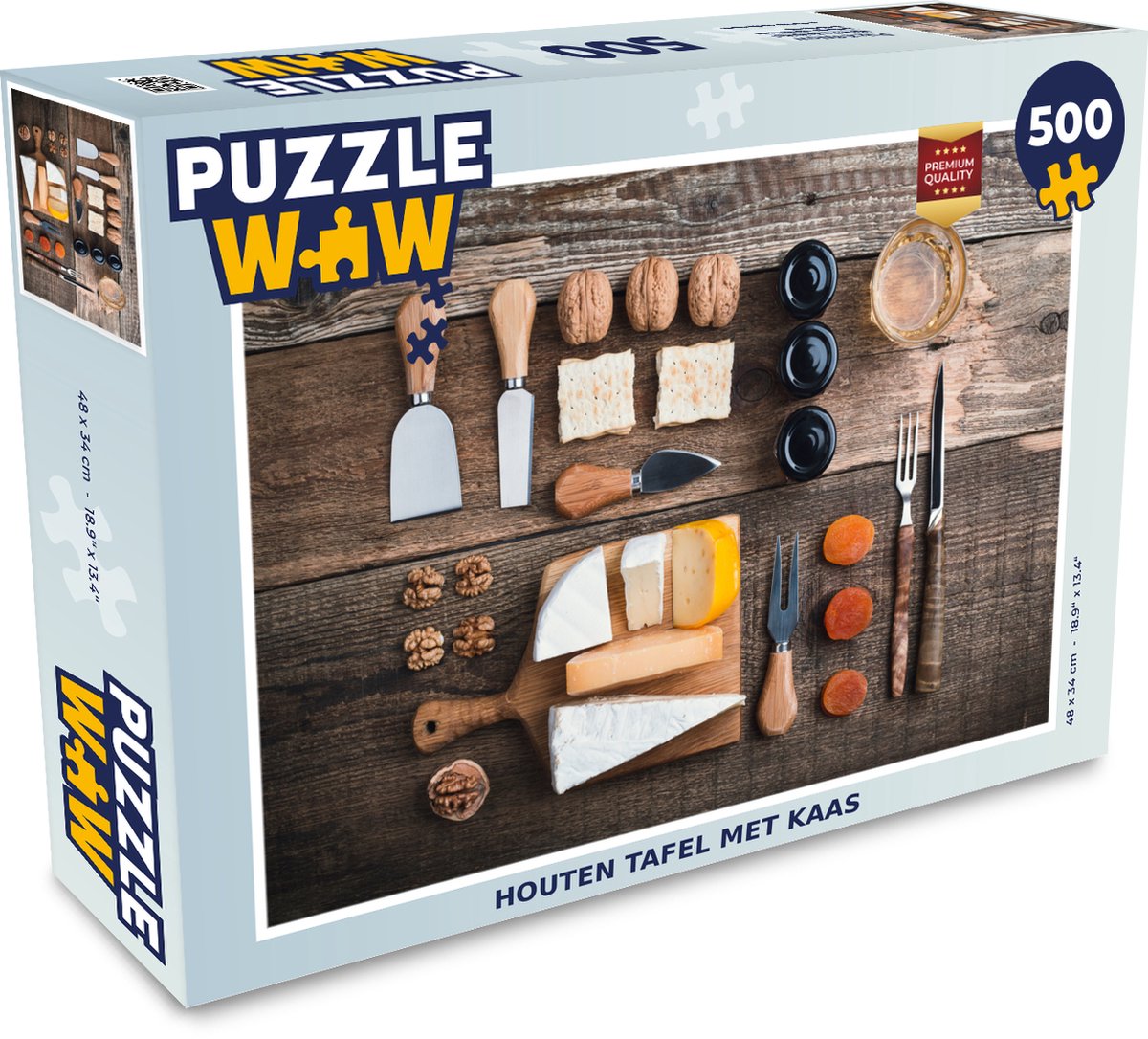 Puzzel Houten tafel met kaas - Legpuzzel - Puzzel 500 stukjes | bol.com