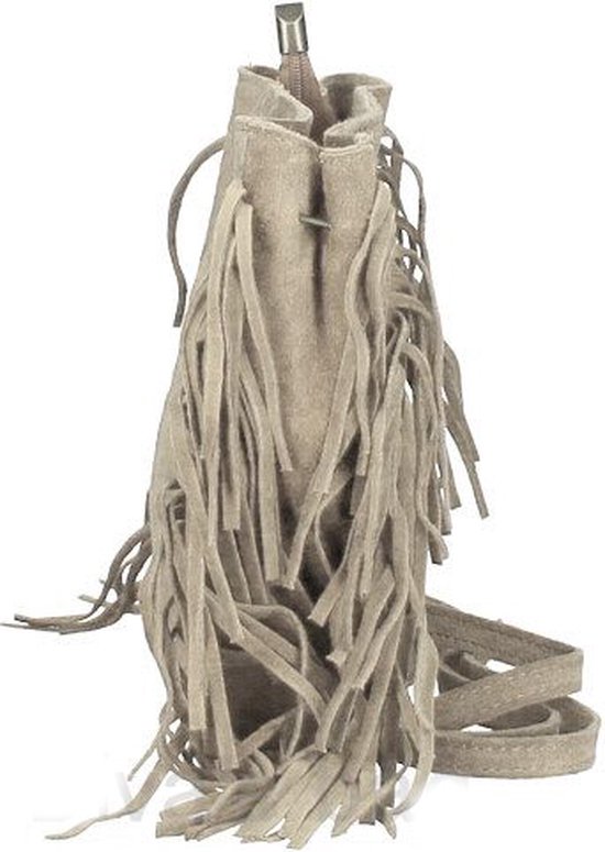 100% suède boho dames tas met handvatten in BEIGE kleur, schouder band ...