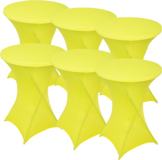 Statafelrok Geel x 6 – ∅80-85 x 110 cm – Stretch 6 stuks – Tafelrok voor Statafel –... | bol.com