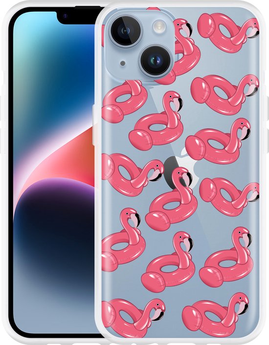 Cazy Hoesje geschikt voor iPhone 14 - Inflatable Flamingos | bol