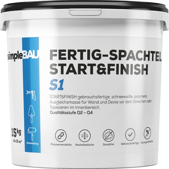 SimpleBau Fertig-Spachtel Start&Finish S1 15kg , Stuc Pasta | bol.com