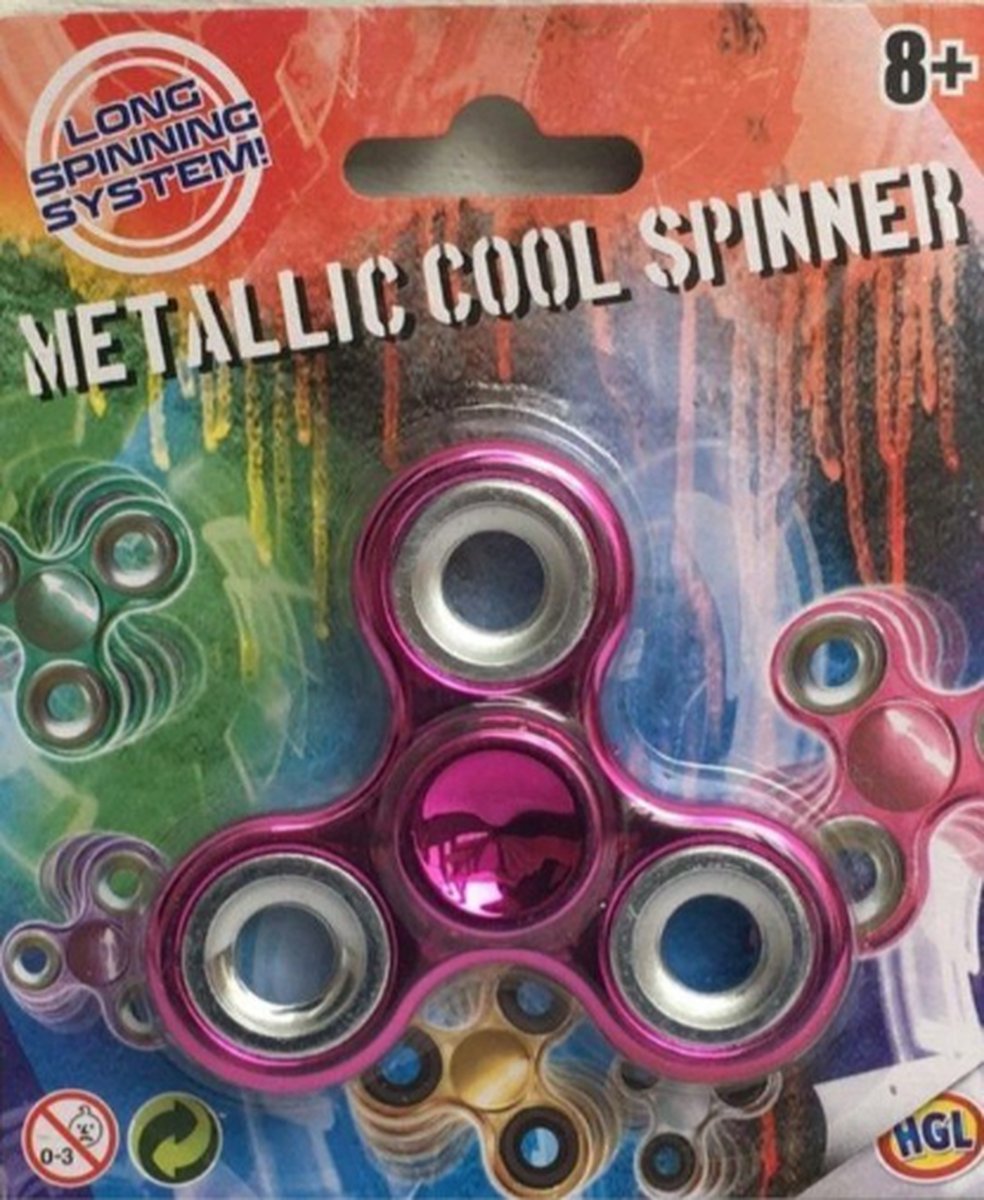 Handspinner Metallic Cool op kaart assorti 7,5cm diversen kleuren ...