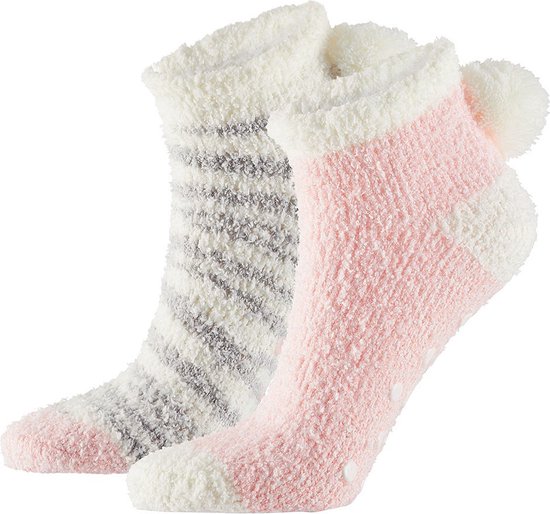 Lage bedsokken dames | Roze | One Size | Slaapsokken | Warme sokken ...