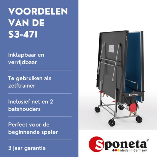 Sponeta® S3-47i Tafeltennistafel Indoor - Pingpongtafel voor binnen ...