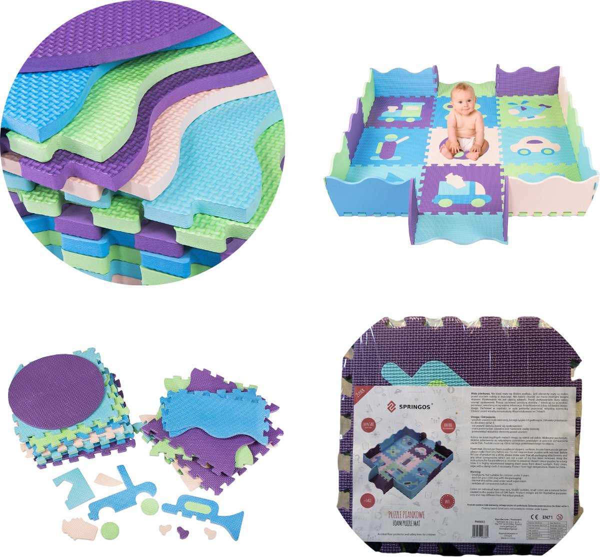 Springos Speelmat | Speelmat Foam | Puzzelmat | Figuren | 9 ...