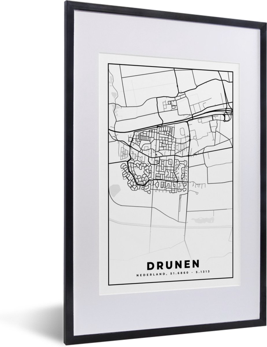 Fotolijst incl. Poster - Plattegrond - Drunen - Kaart - Stadskaart ...