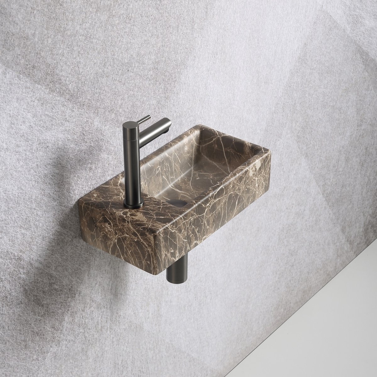 Fonteinset Mia 40.5x20x10.5cm marmerlook bruin links inclusief fontein ...