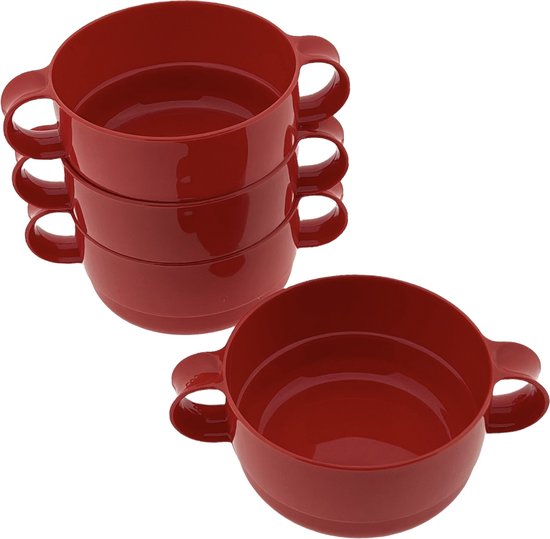 Stapelbare Kunststof Soepkop - Soepkom - 11,5 x 6 cm - 4 Stuks - Rood ...